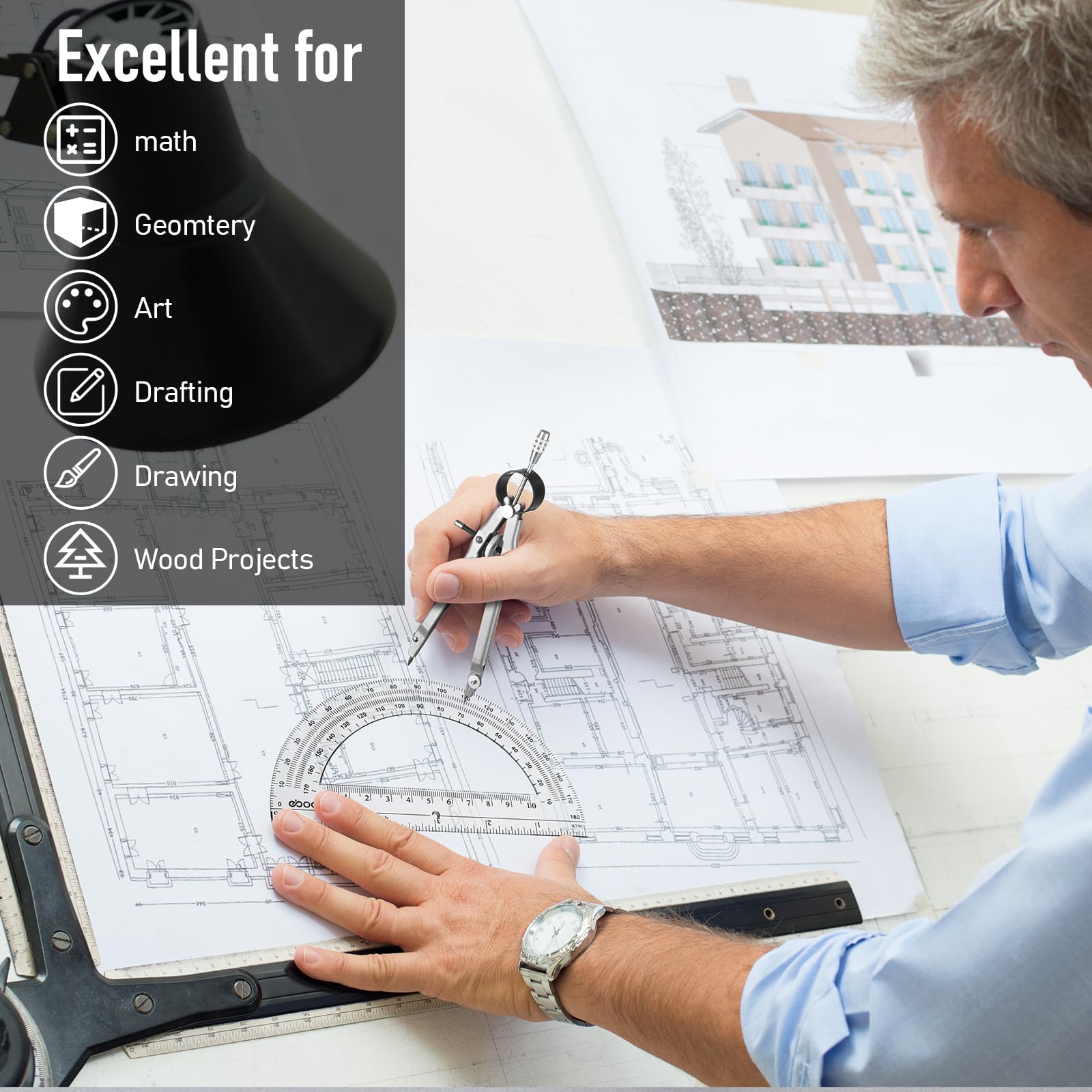 Snapklik.com : EBOOT Student Geometry Math Set, Metal Drawing Compass ...