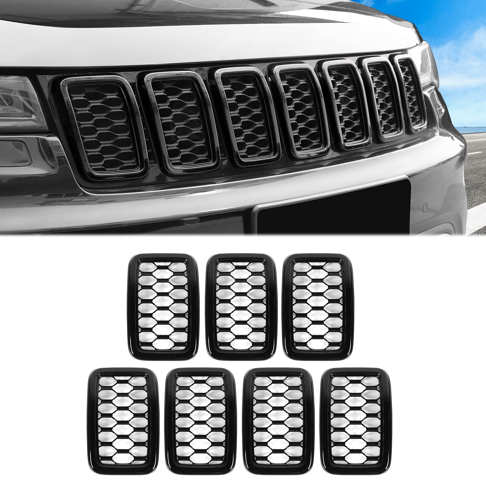 Amazon.com: JeCar Grille Inserts ABS Mesh Honeycomb Grill Cover Trim ...