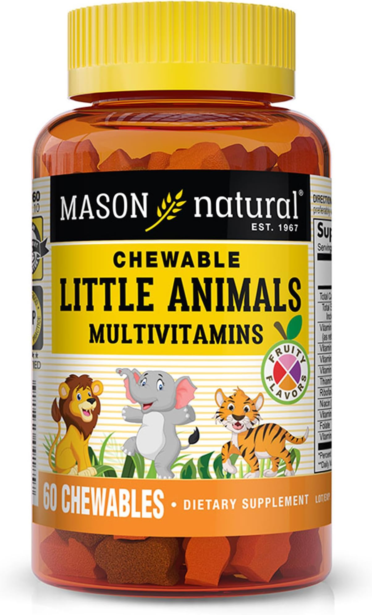 Amazon.com: MASON NATURAL 'Little Animals' Kids Chewable Multivitamins ...