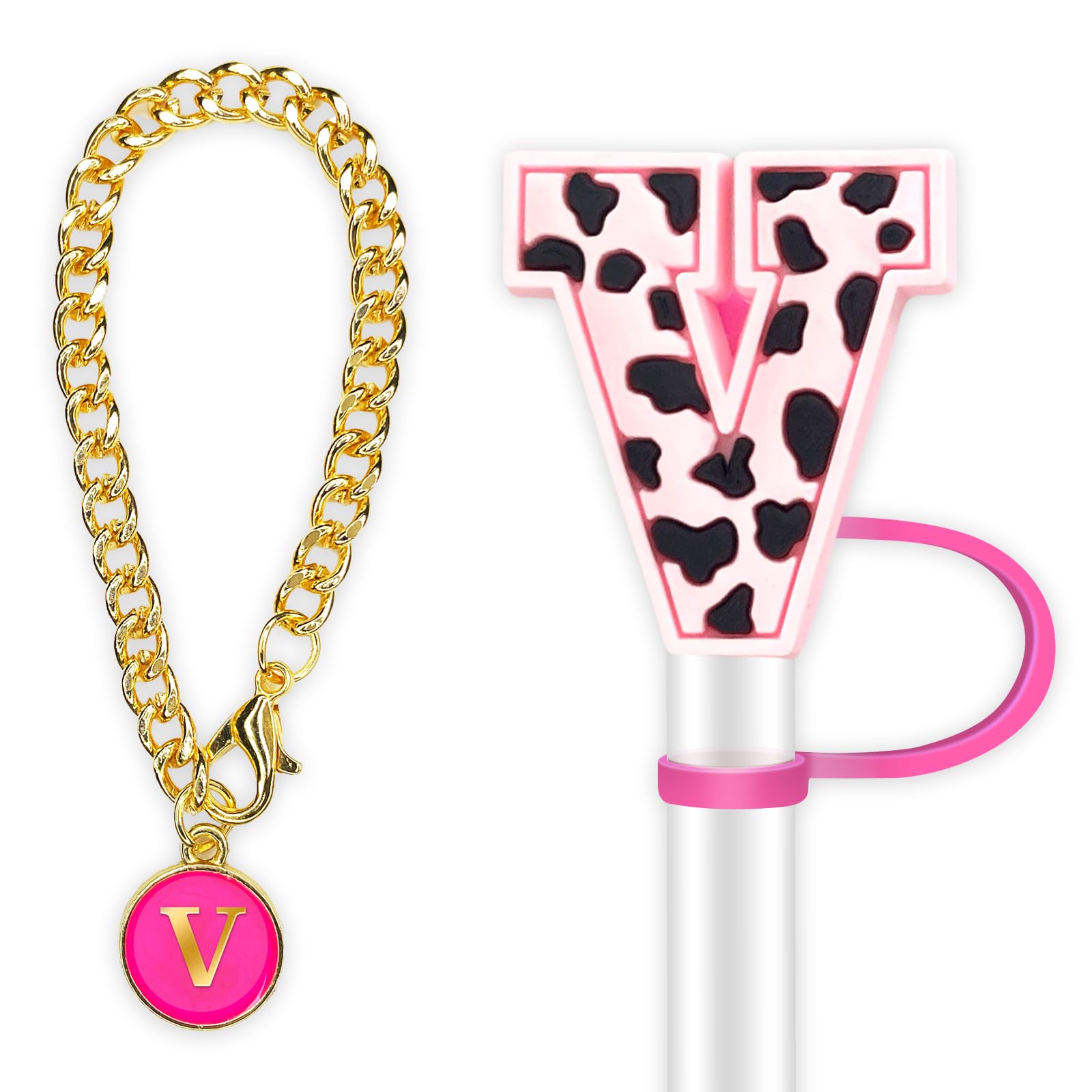 Amazon.com | Pink Letter Straw Toppers for Tumbles, 10mm Alphabet Straw ...