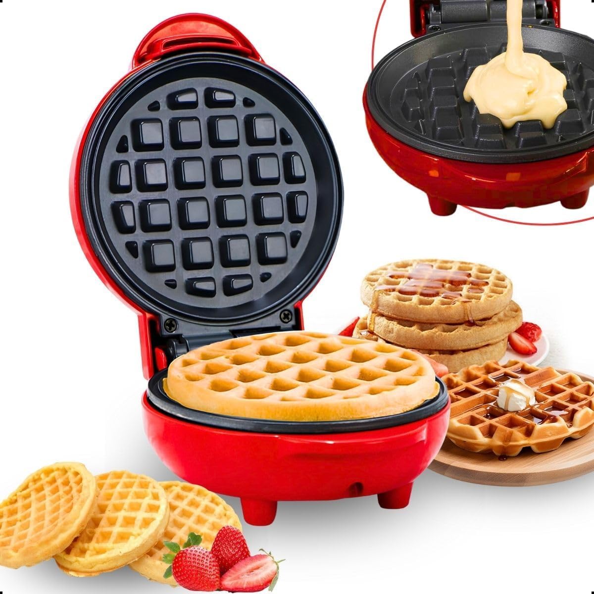 Mini Máquina de Waffles Eletrica Antiaderente 110V 350W Compacta e ...