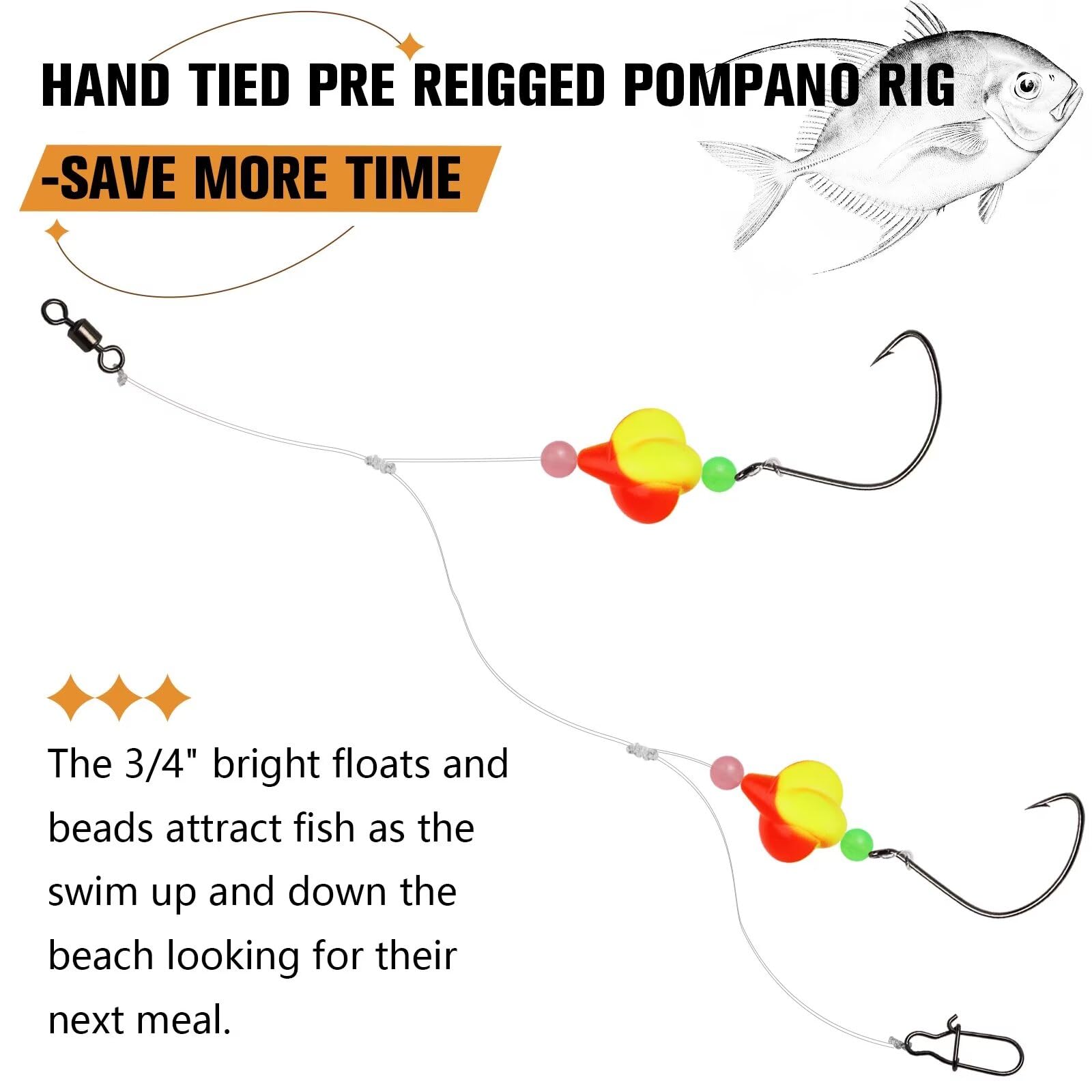 Snapklik.com : 10PCS Pompano Rigs For Surf Fishing Pompano Floats Pre ...