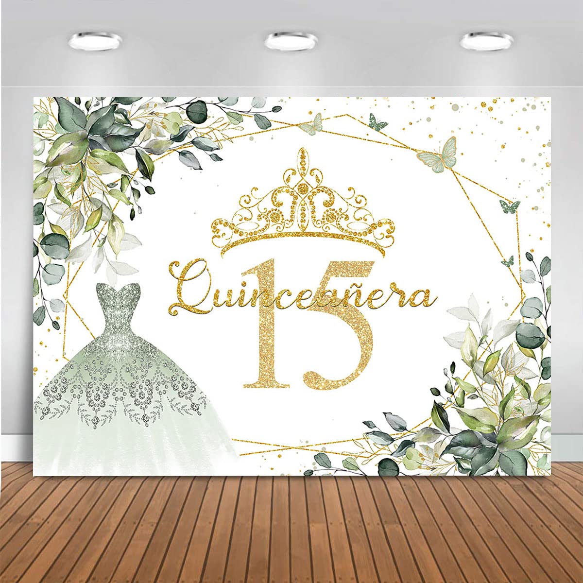 Buy Moca Greenery Quinceanera Birthday Backdrop Sweet Girl Princess Mis ...