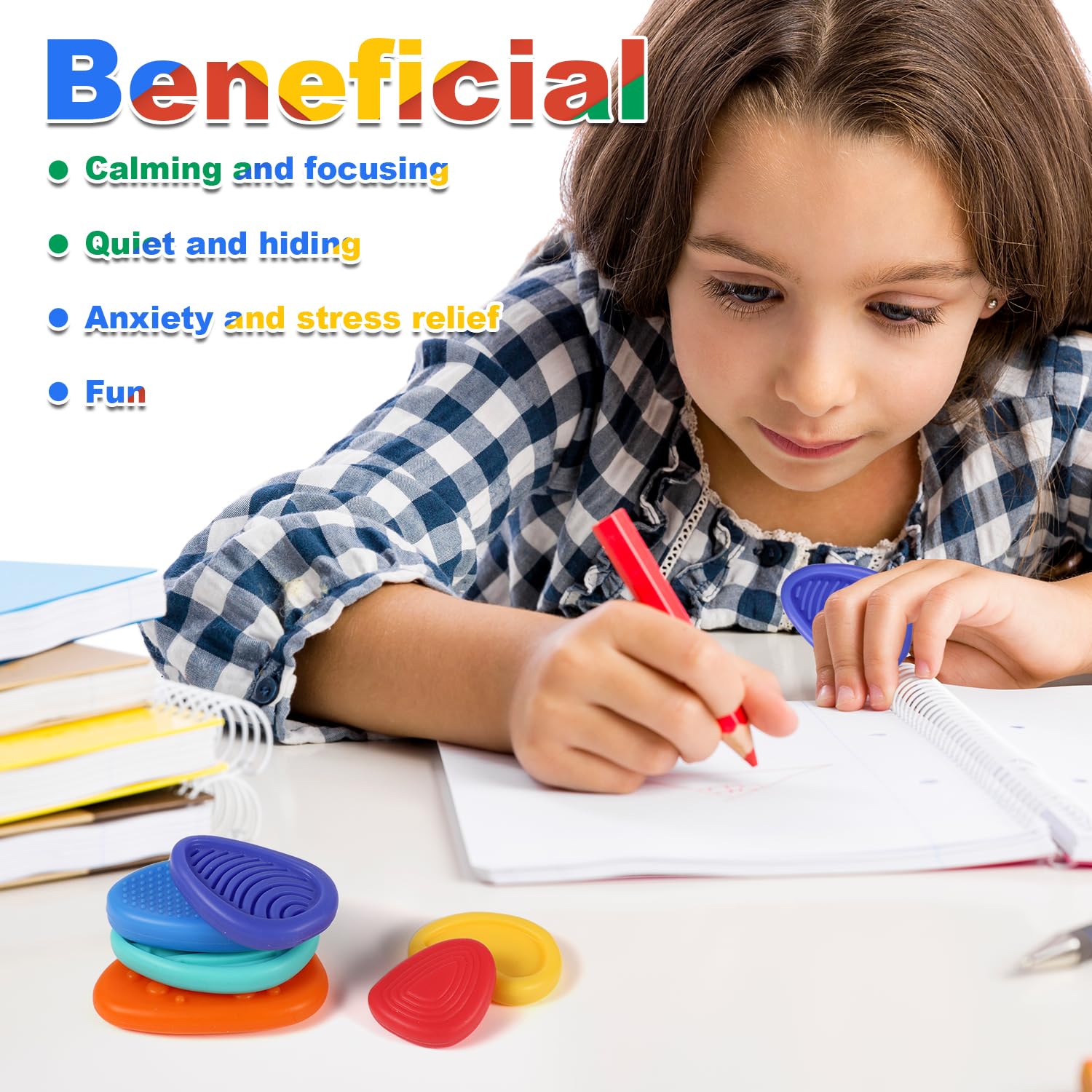 6 Pcs Textured Soft Worry Stone, Thumb Worry Sensory Stones Calming ...