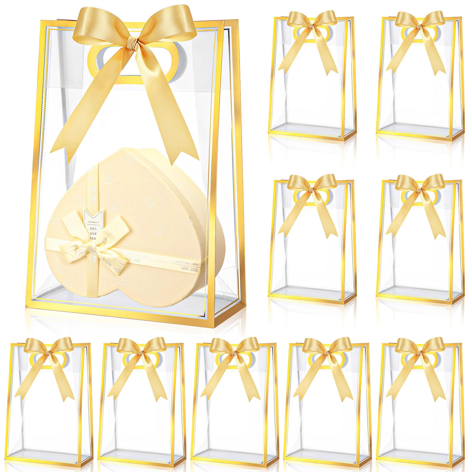 Amazon.com: Aliceset 12 Pcs Clear Plastic Gift Bag with Die Cut Handles ...