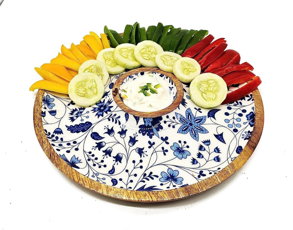 Appeasy Wooden Chip and Dip Serving Plate - Elegant Chip and Dip ...