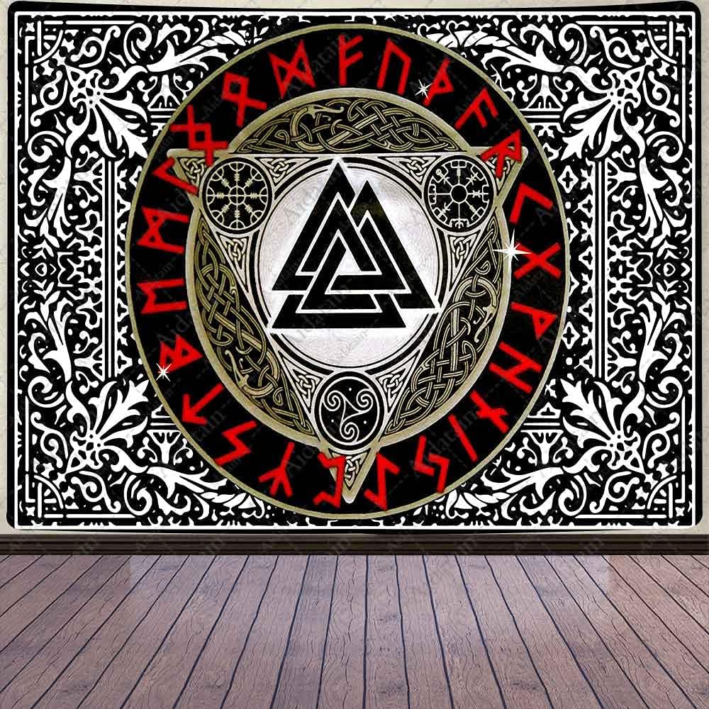 Amazon.com: Aidatain Viking Art Tapestry red Ancient Rune Totem Norse ...