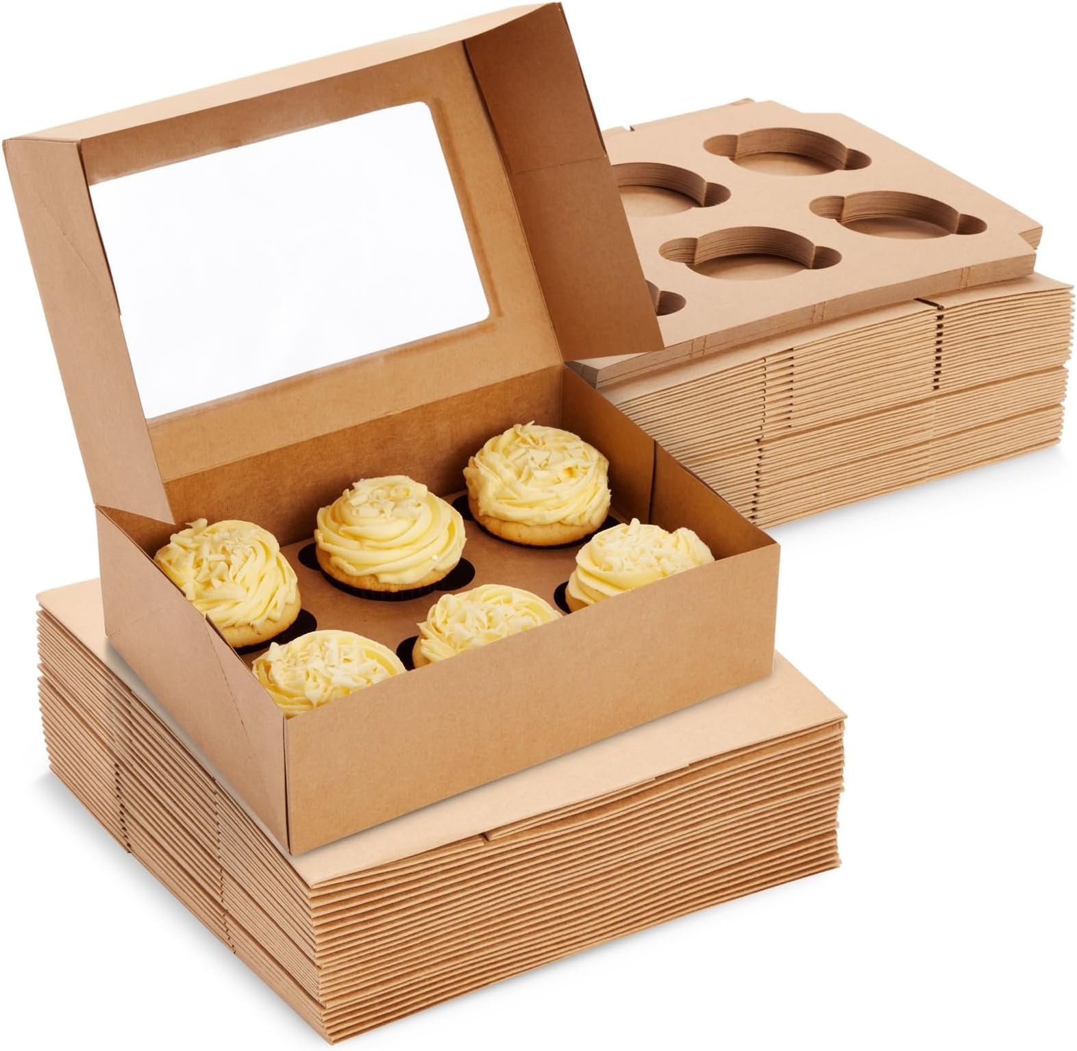 Amazon.com: Juvale 24 Pack 6 Count Cupcake Boxes with Windows - To Go ...