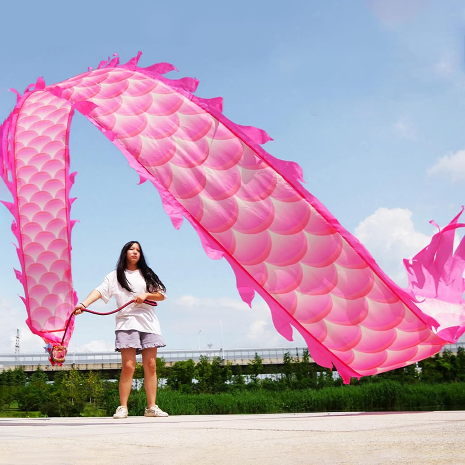 Amazon.com: Dragon Poi Rainbow Twirler Silk Dragon Dance Ribbon ...