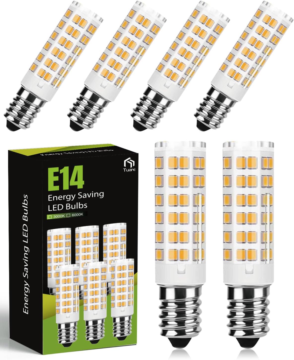 E14 LED Light Bulbs, 5W 550 Lumens, Warm White 3000K, 75 LEDs, SES ...