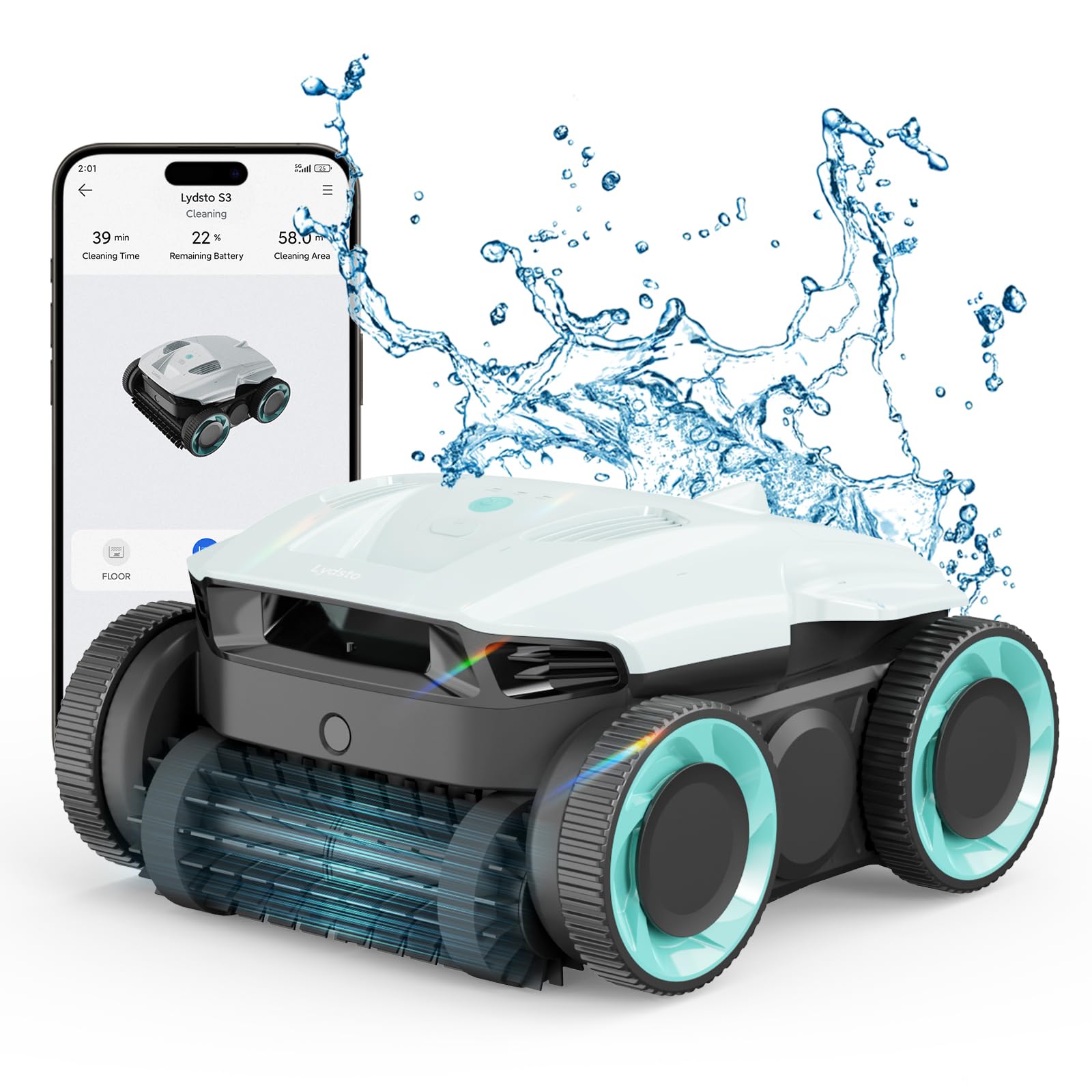 Lydsto Cordless Robotic Pool Cleaner-Pool Vacuum for In ground Pools ...