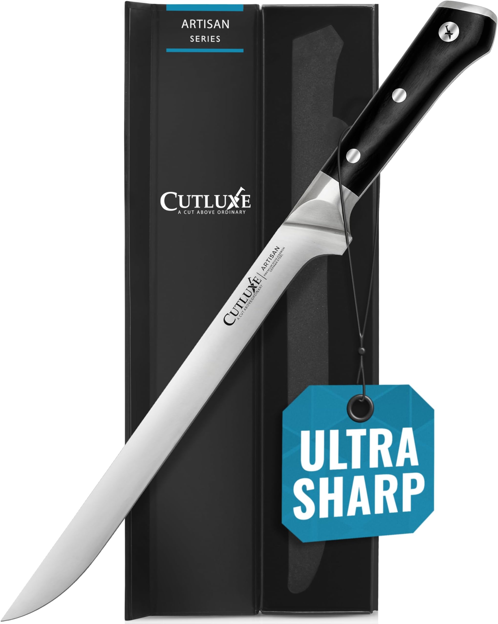 Amazon.com: Cutluxe Ham Knife 10" - Spanish Style Meat Slicer, Carving ...