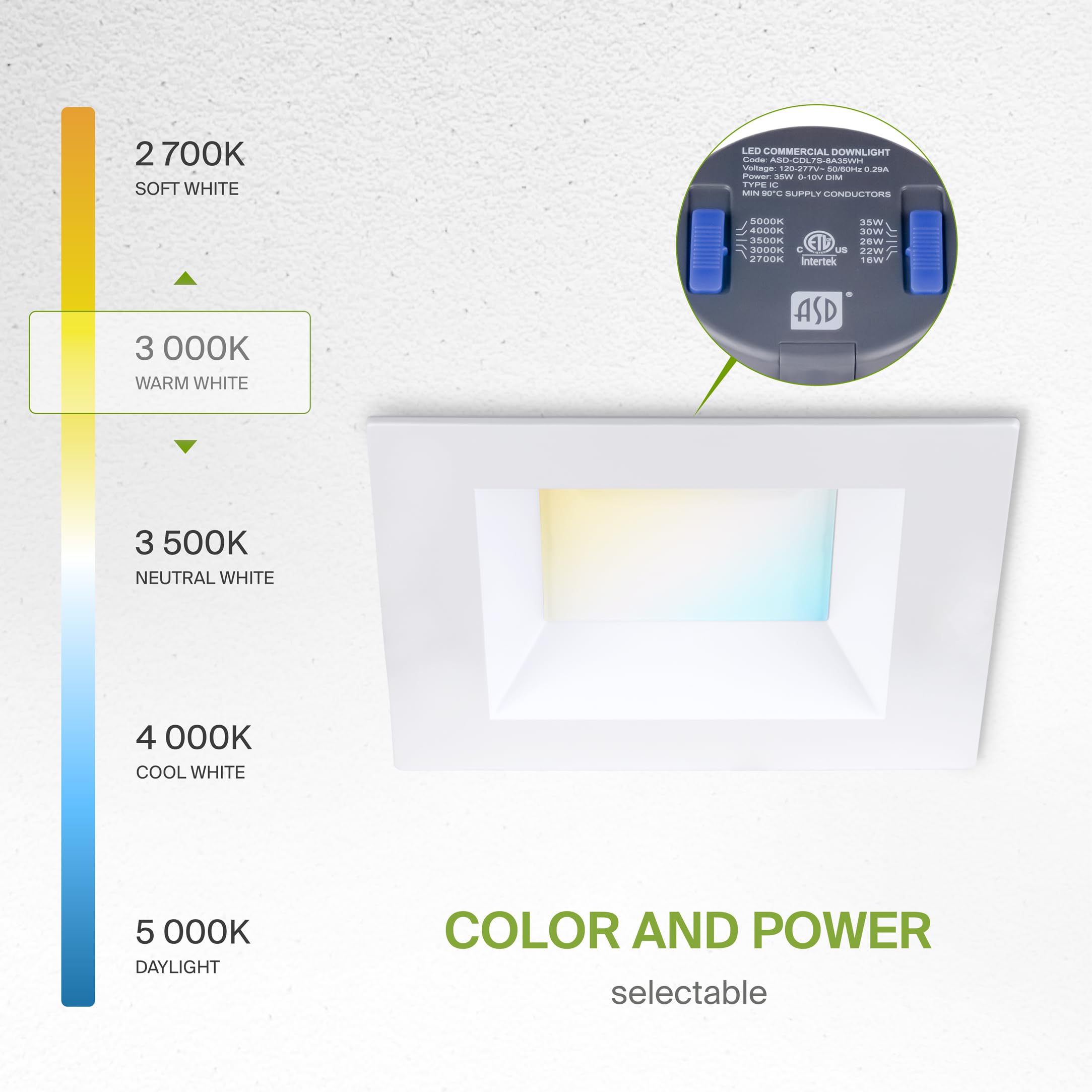 Snapklik.com : Commercial LED Downlight 8 Inch, Square Power Adjustable ...