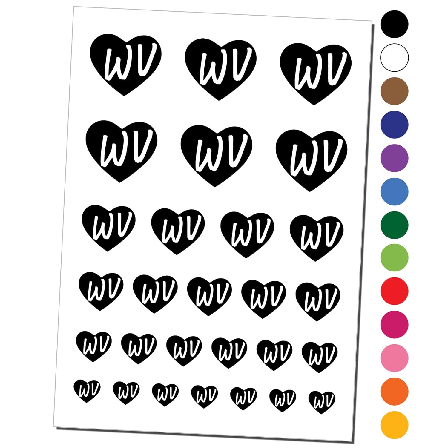 Amazon.com : WV West Virginia State in Heart Temporary Tattoo Water ...