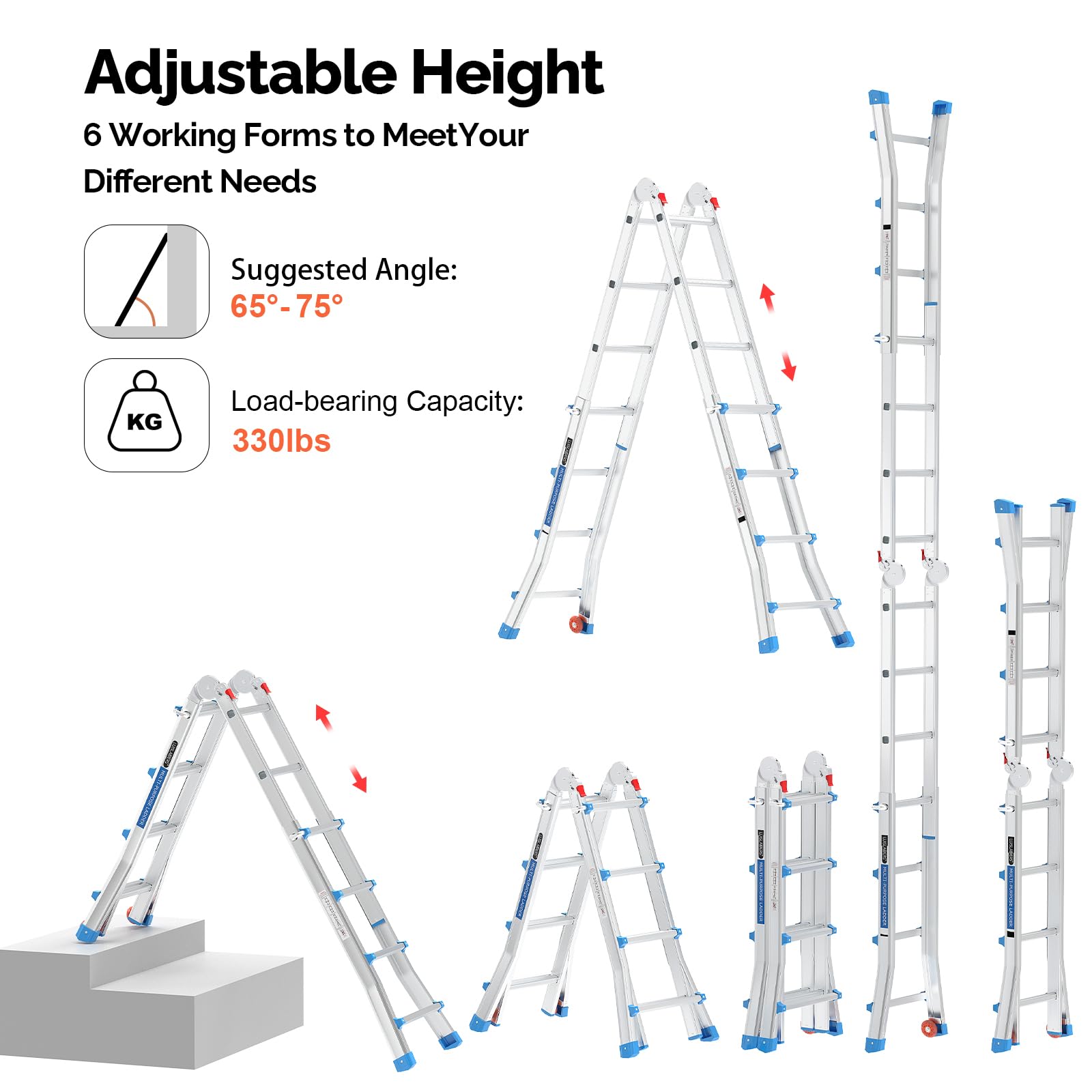Snapklik.com : Ladder, A Frame 4 Step Ladder Telescoping Ladder, 17 Ft ...