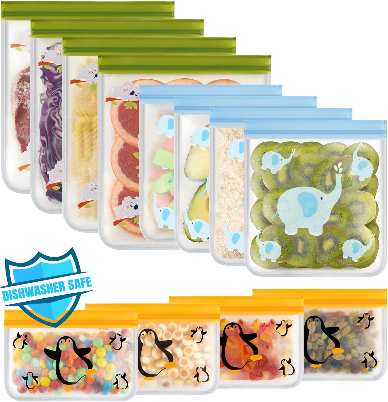Amazon.com: ENLOY 12 Pack Reusable Food Storage Bags, BPA Free PEVA ...