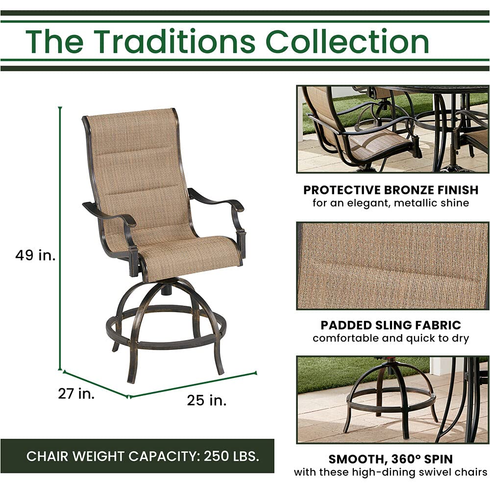 Hanover Traditions 7-Piece Outdoor High Dining Fire Patio Set, 6 ...