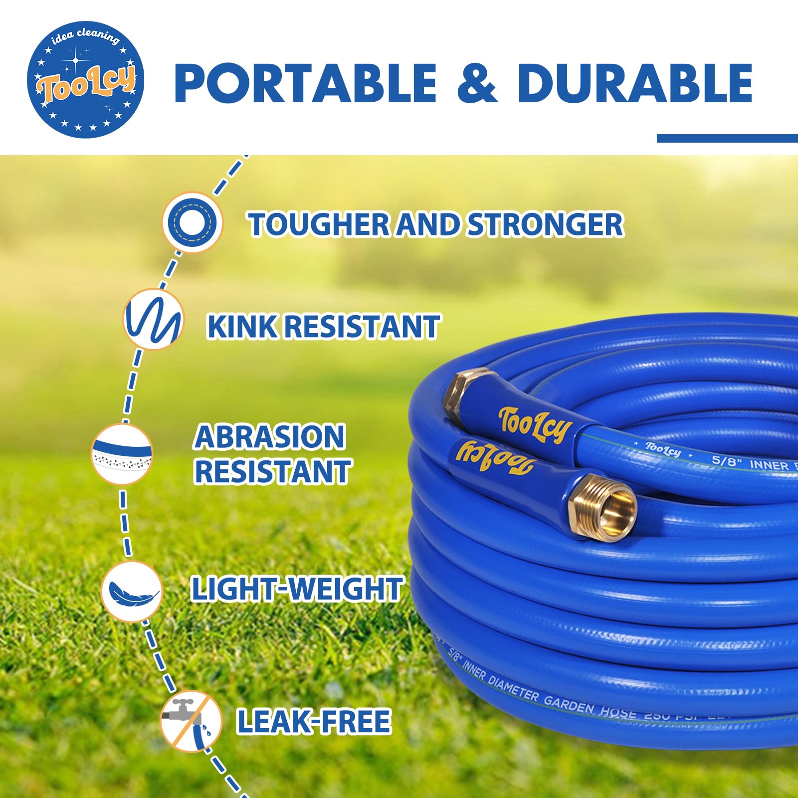 Snapklik.com : TOOLCY Garden Hose 5/8 In X 50 Ft, Durable, Light Weight ...