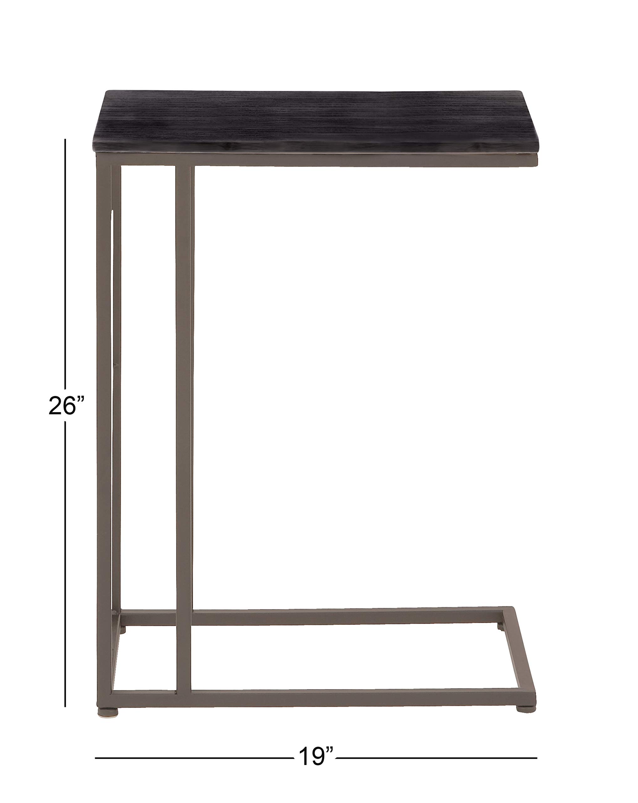 Deco 79 Wood Rectangle Accent Table with Black Metal Base, 19" x 10" x ...