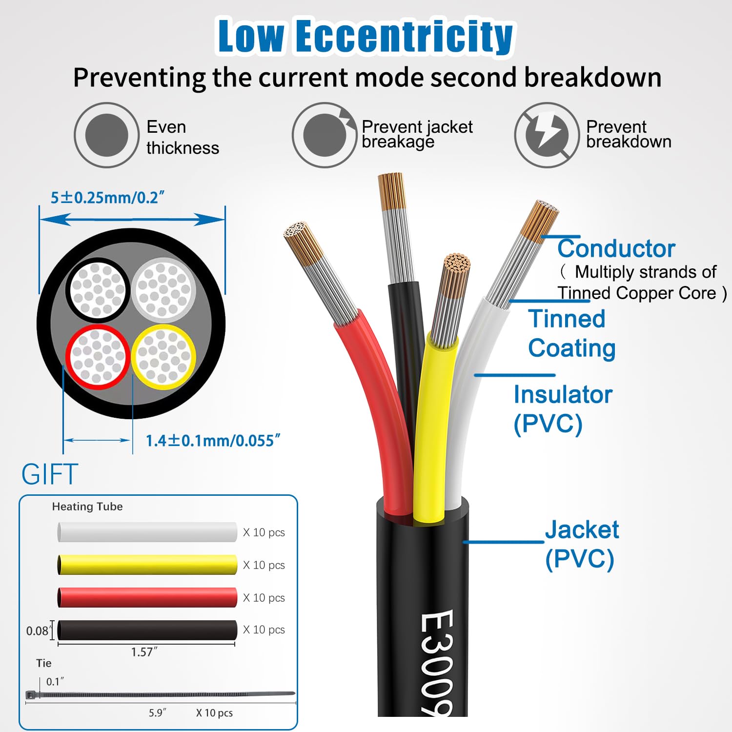 Snapklik.com : 24awg 0.2mm2 Electrical Wire 4 Core Extension Cable ...