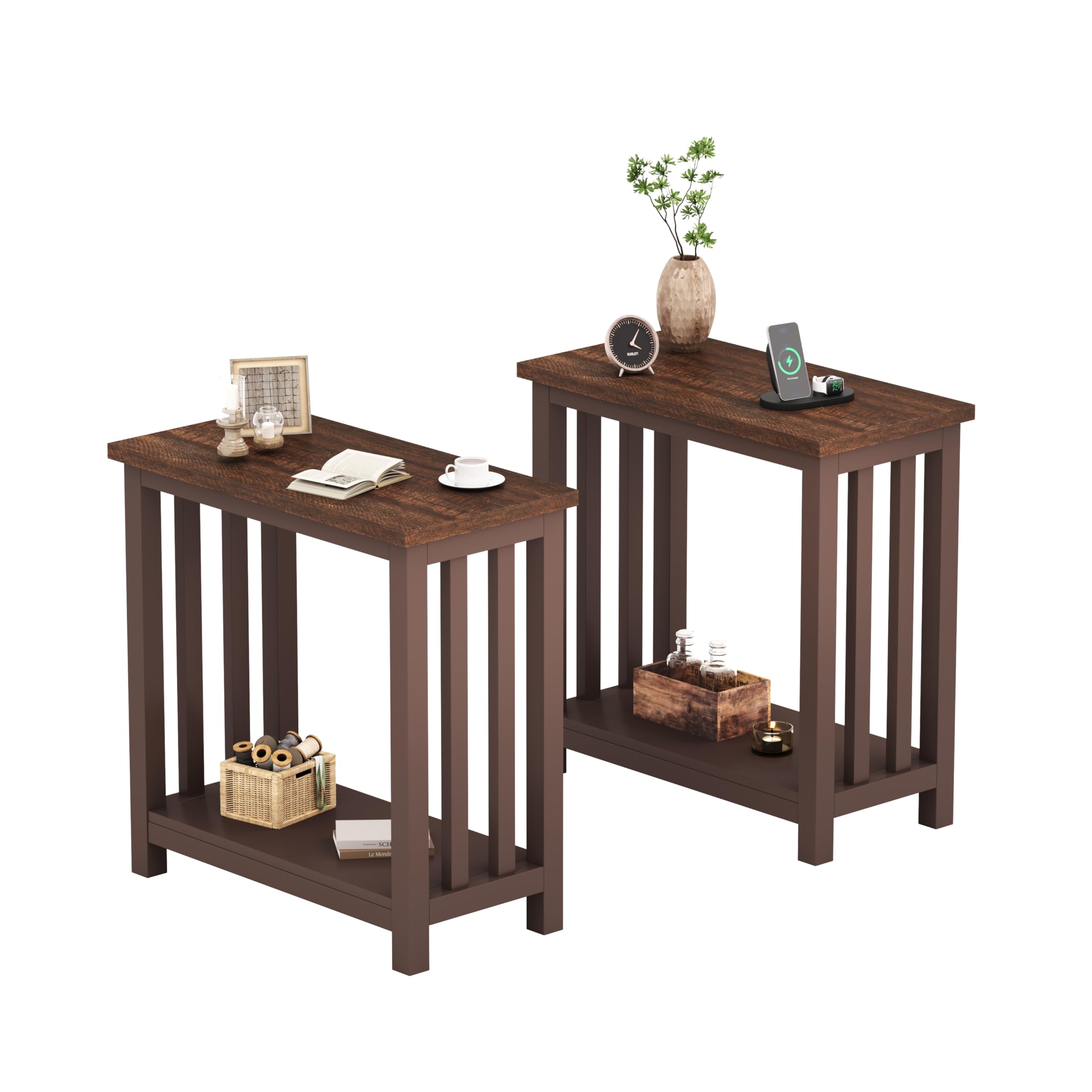 Amazon.com: ChooChoo Mission End Tables Set of 2, Narrow Side Tables ...