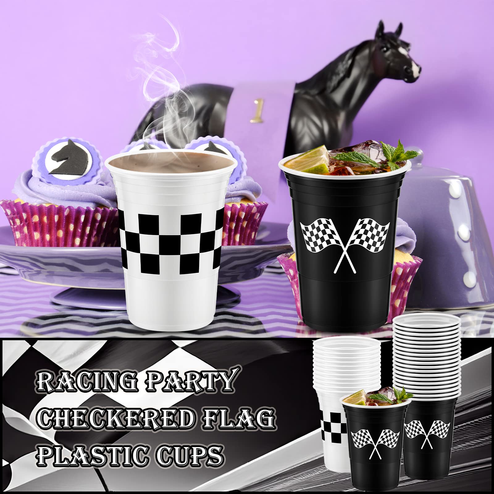 Snapklik.com : Norme 48 Pcs Checkered Flag Party Supplies Bulk 16 Oz ...