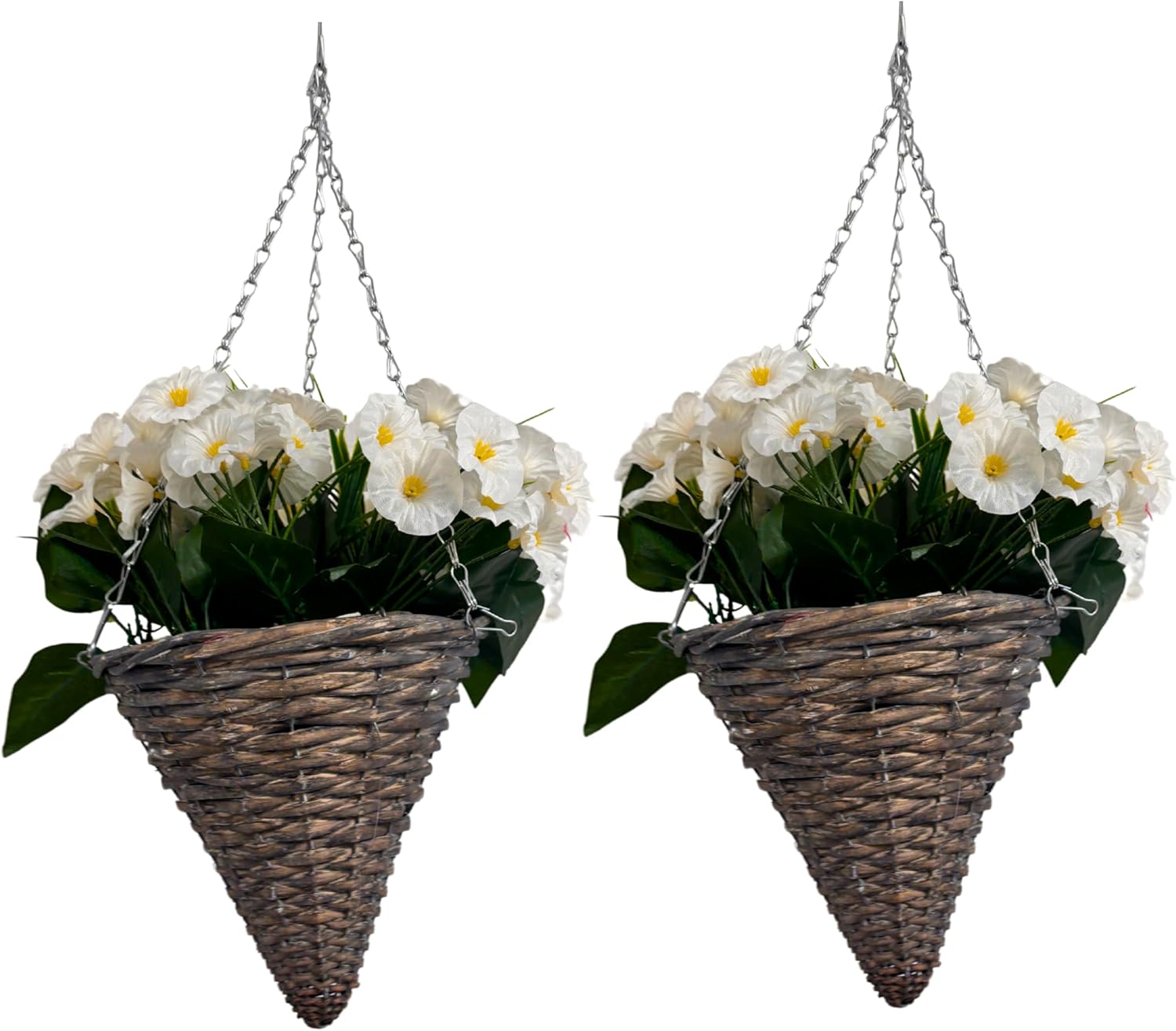 ADEPTNA Set of 2 Artificial Petunia Hanging Baskets UV-Protected Faux ...