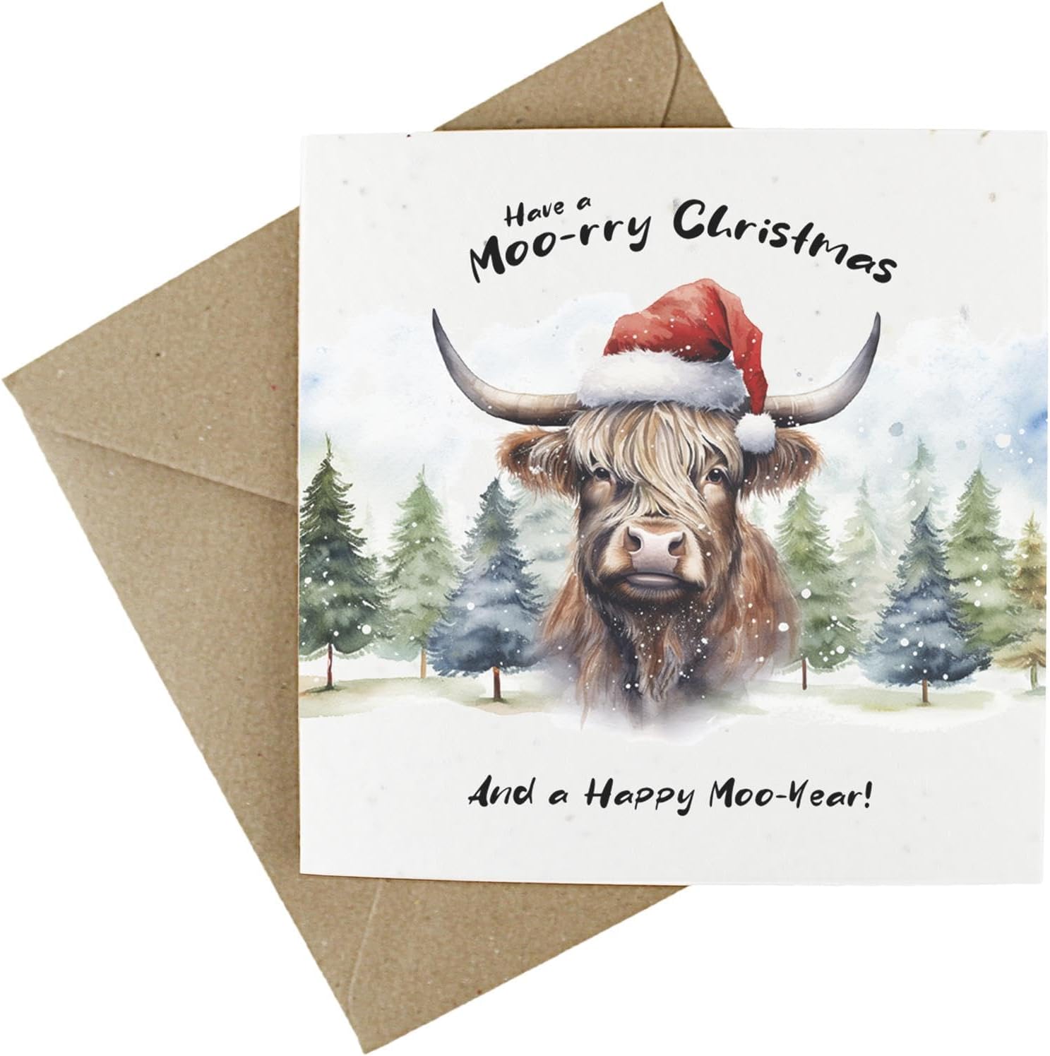 Highland Cow Christmas Card - Eco Friendly Wildflower Plantable Seeded ...