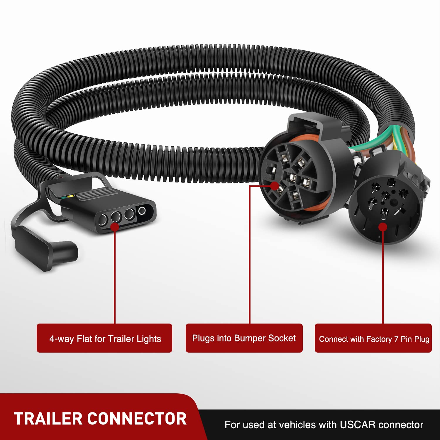 Snapklik.com : Nilight USCAR 7 Pin To 4-Pin Trailer Wiring Harness ...