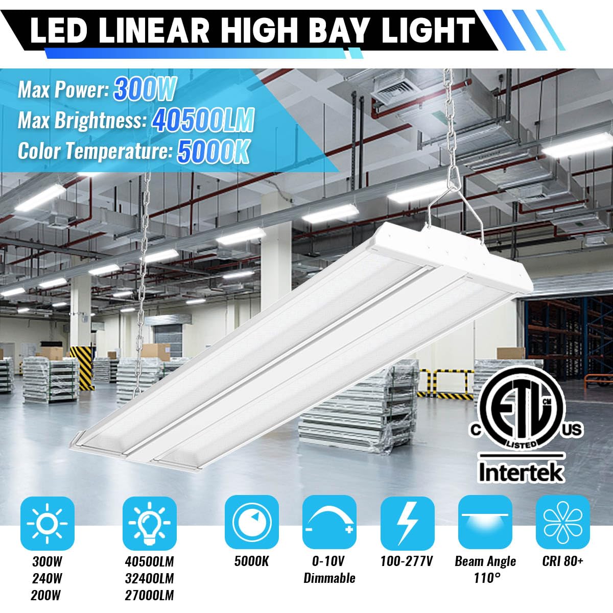 Snapklik.com : LED Linear High Bay Shop Light 2-Pack, 5000K Daylight ...