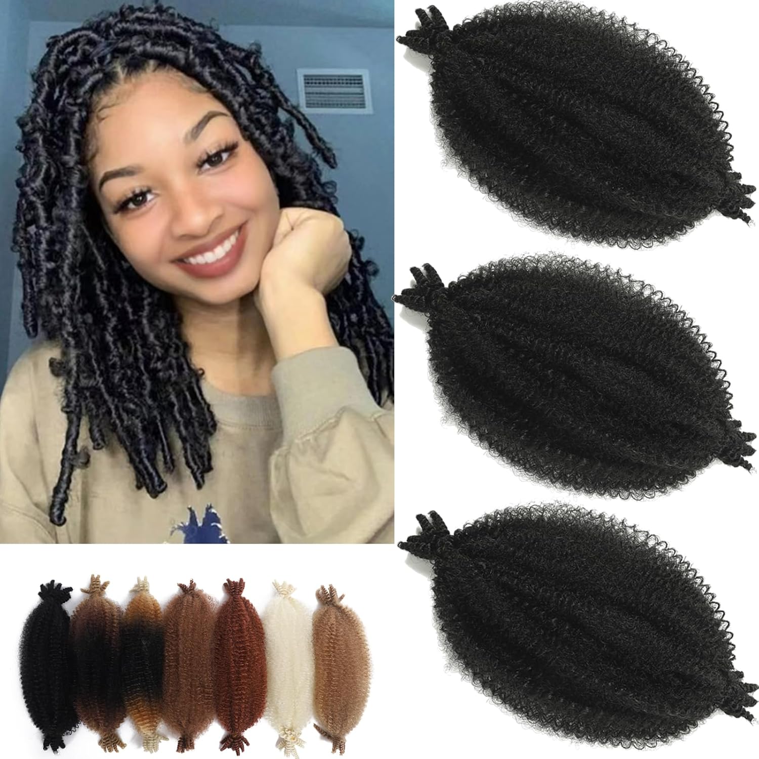 Amazon.com : 12inch Springy Afro Twist Hair 3 Packs Pre-Separated ...