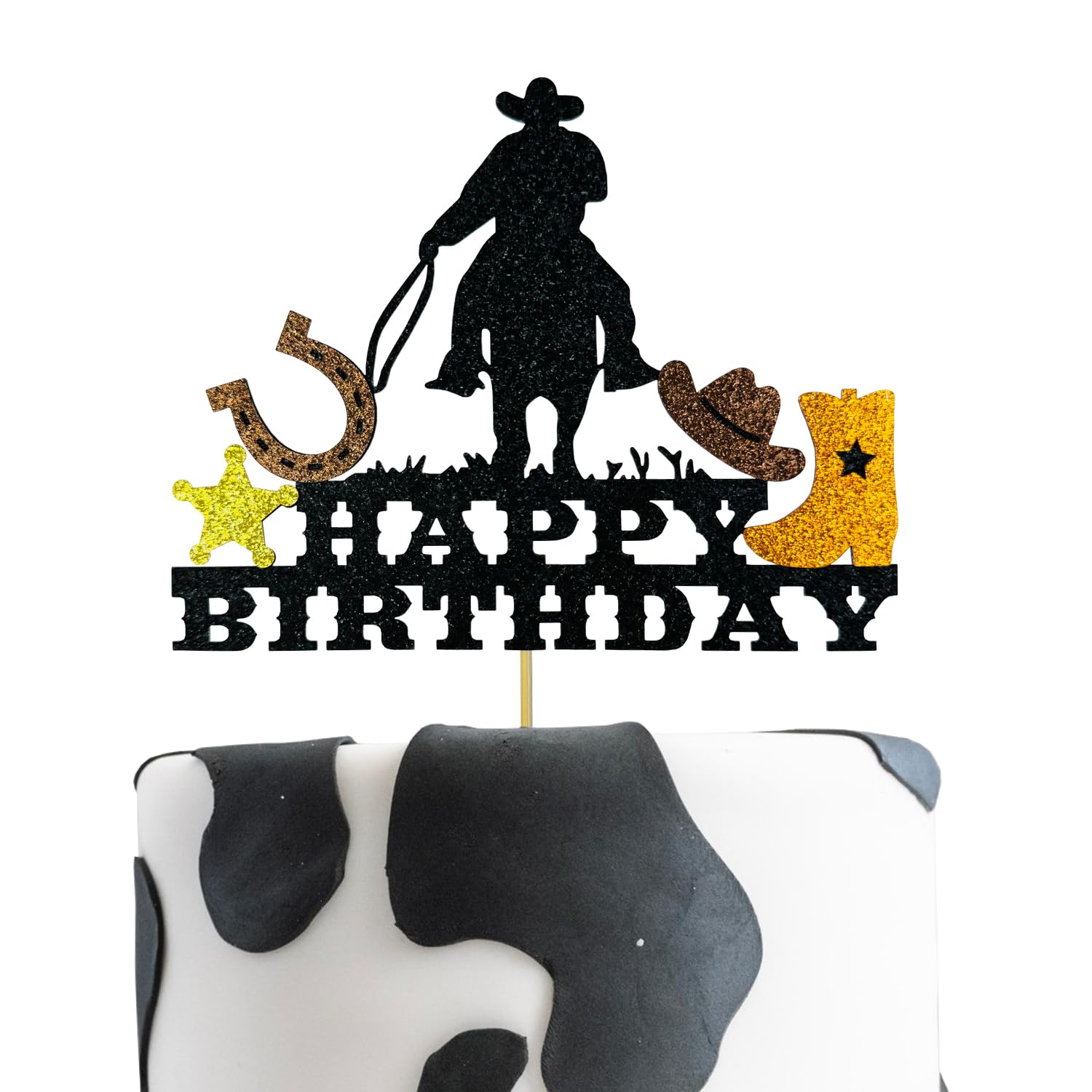 Amazon.com: Cowboy Cake Topper, Cowboy Theme Happy Birthday Cake Topper ...