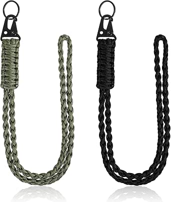 HJZHII Pack of 2 Lanyard with Carabiner, Paracord Key Chain, Long Neck ...