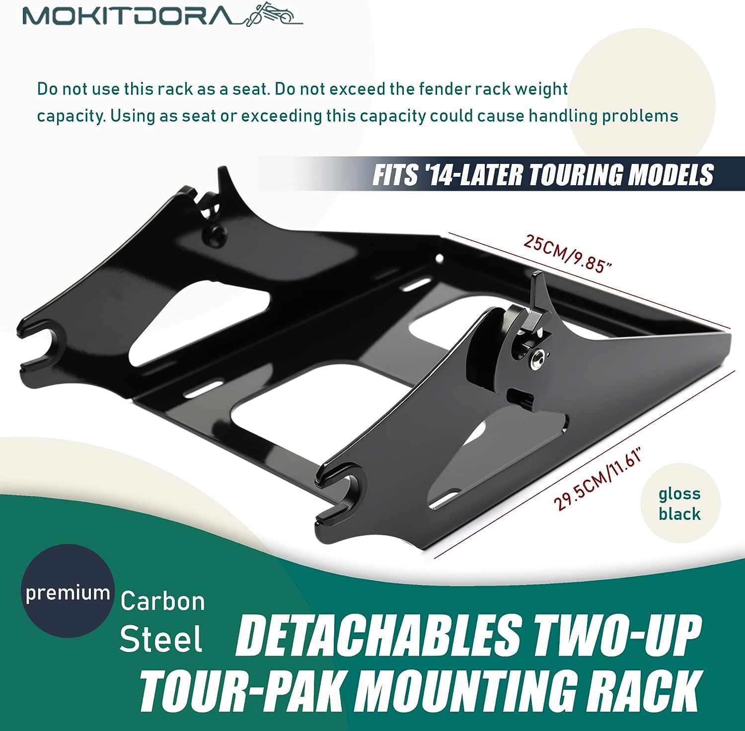 2-up Tour Pak Mount MoKitDora Detachable 2-Up Tour Pack Luggage Rack ...
