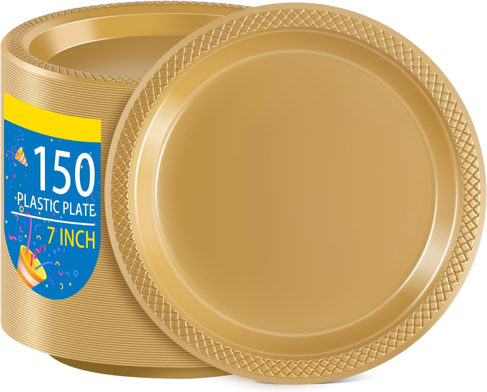 Amazon.com: Munfix 6 Inch Gold Plastic Plates 100 Bulk Pack ...