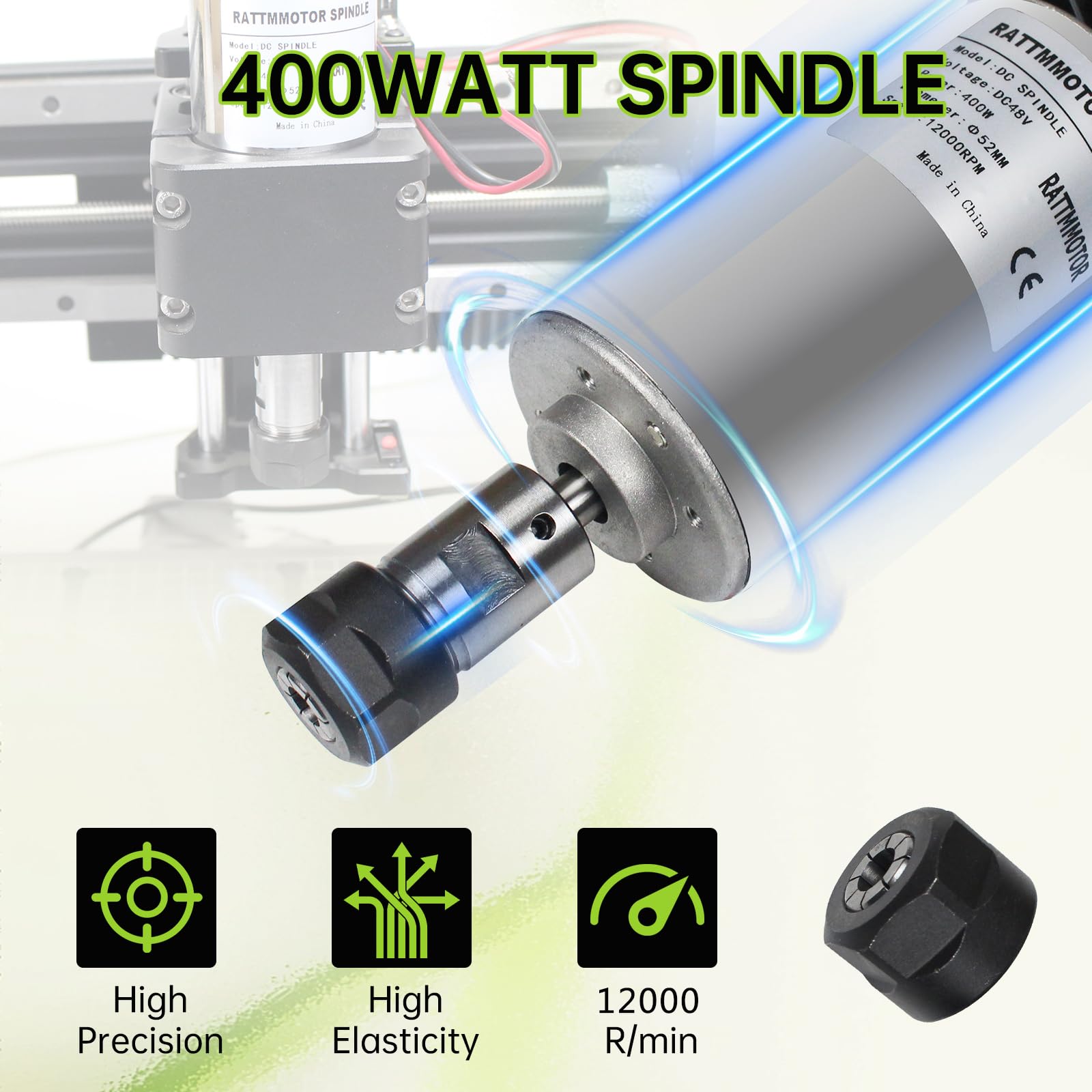 Snapklik.com : RATTMMOTOR CNC Spindle Motor Kit, 400W ER16 Air Cooled ...