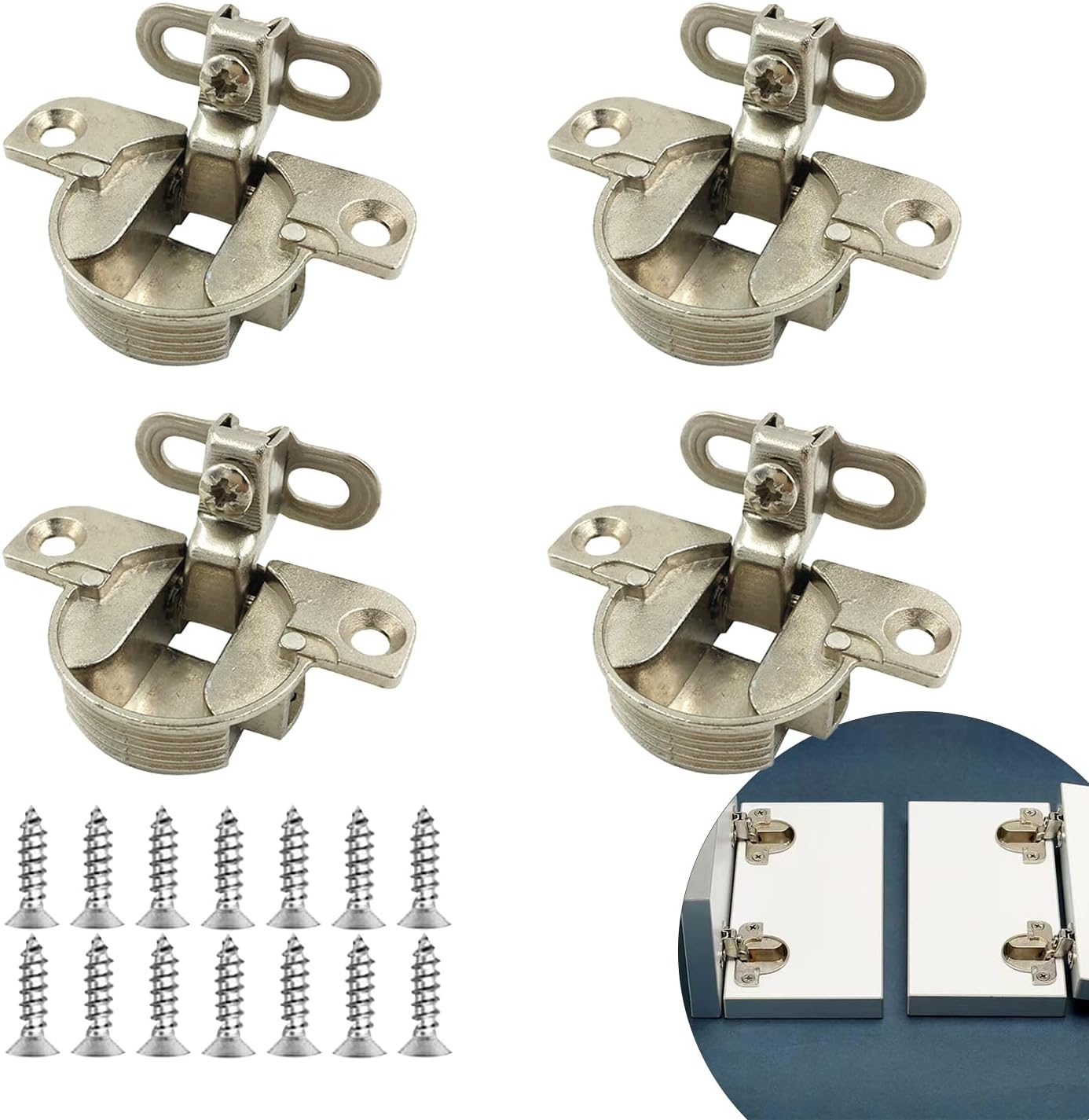 4 PCS Adjustable Cabinet Door Hinges,97 Degree Turning Axis Soft Close ...