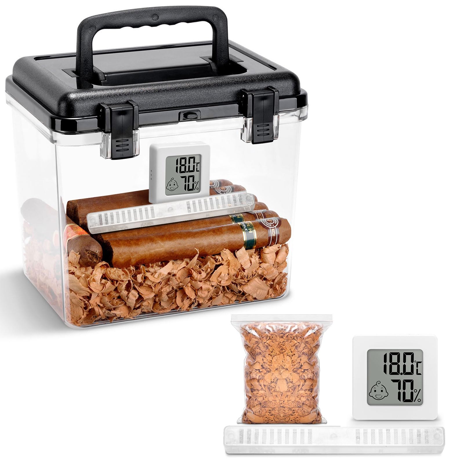 Amazon.com: Cigar Humidor Modern Clear Humidor Spanish Cedar Rolls ...