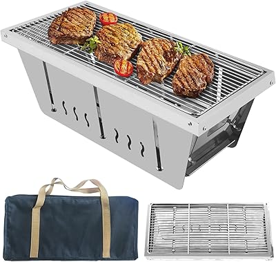 Amazon.com: Naturehike Camping Charcoal Grill for IGT Table, Folding Barbecue Grill with Tongs ...