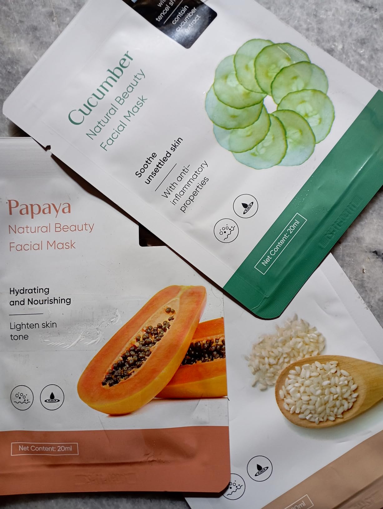 Buy MINISO Face Facial Mask Sheet Set Honey*2, Seaweed*2, Hyaluronic ...