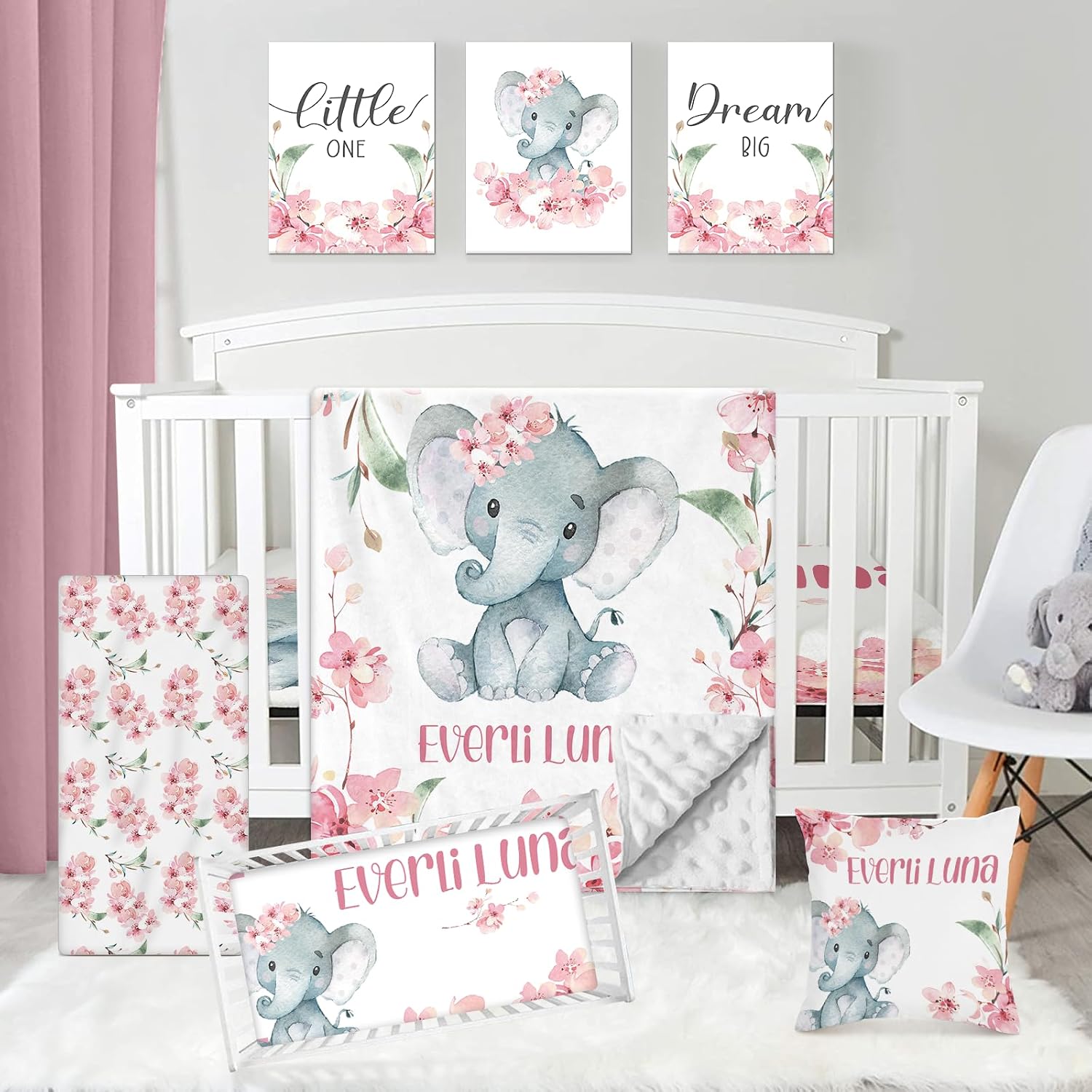 Amazon.com: Personalized Baby Crib Bedding Set - 5 Piece Custom Baby ...
