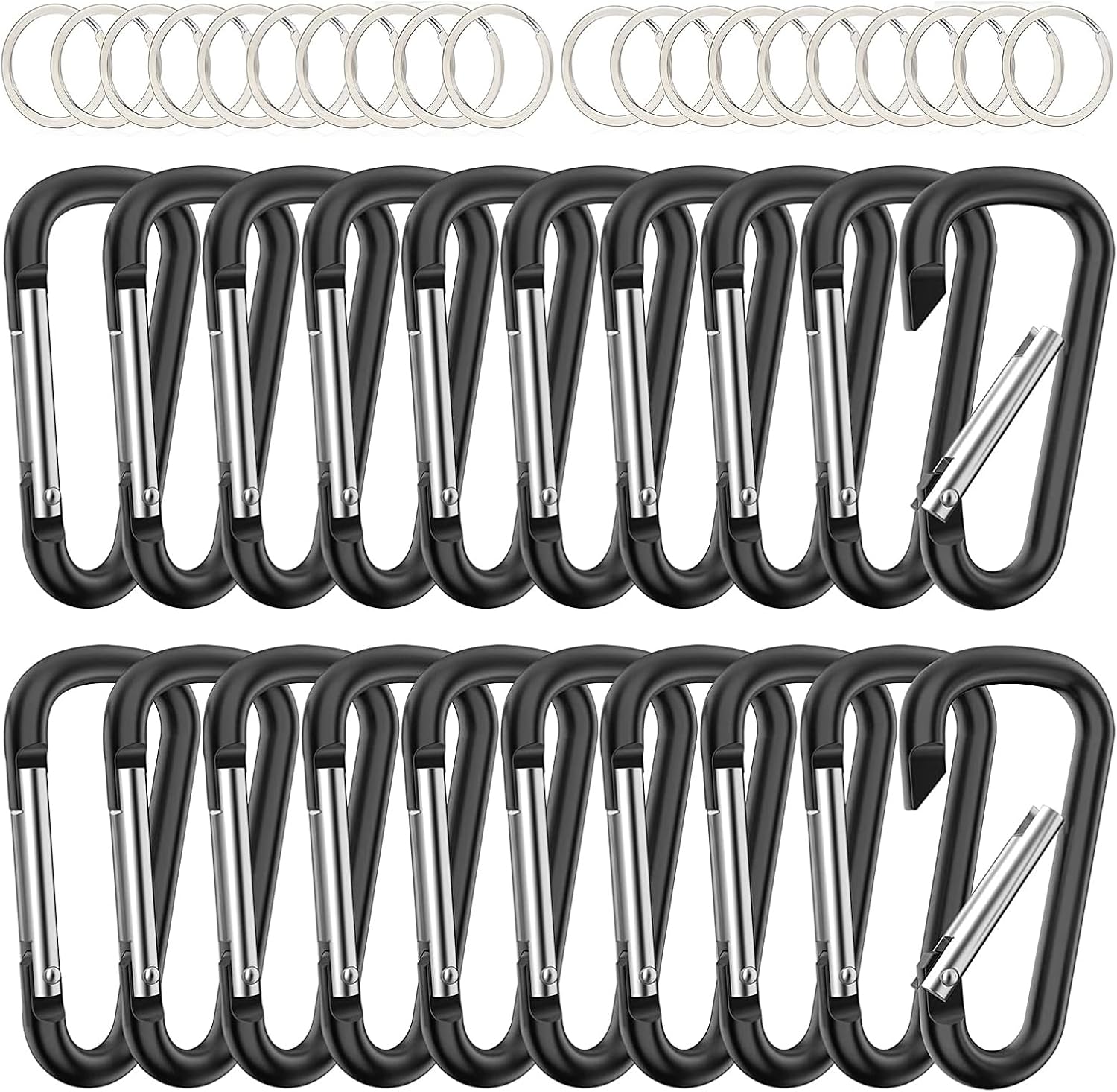 Amazon.com: 40 PCS Carabiner Clip Keychain 1.83" Aluminum D-Ring Spring ...