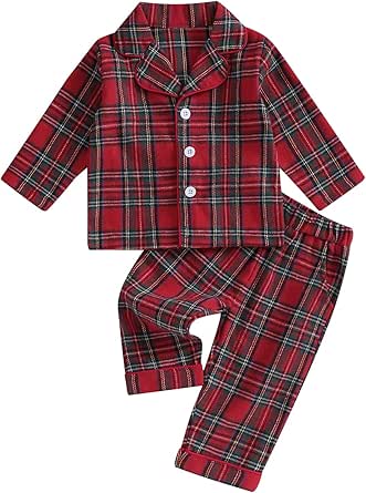 Amazon.com: Kayotuas Christmas Pajamas for Kids Boy Girl Plaid Pajama ...