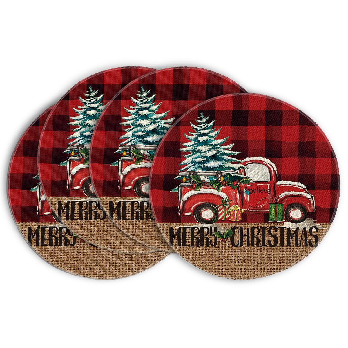 Amazon.com: Artoid Mode Red Buffalo Plaid Xmas Trees Car Merry ...