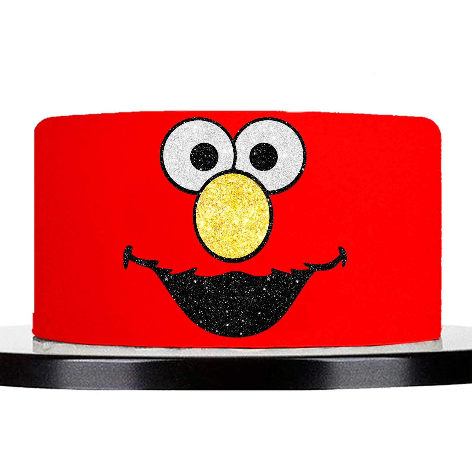 Buy Elmo Cake Topper Black Gold Glitter Cartoon Theme Decor for Baby ...