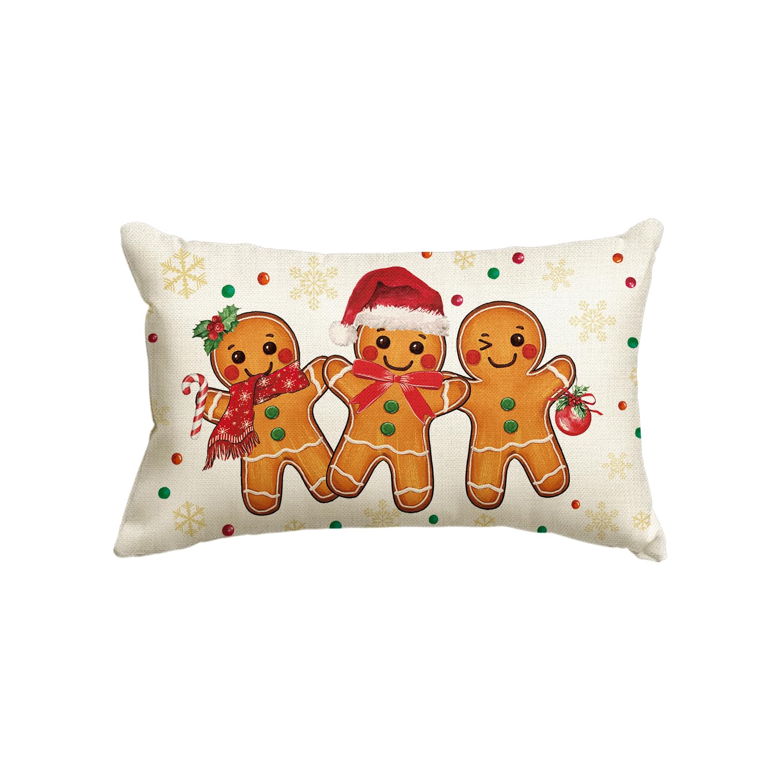 Amazon.com: AVOIN colorlife Christmas Gingerbread Man Snowflake Throw ...