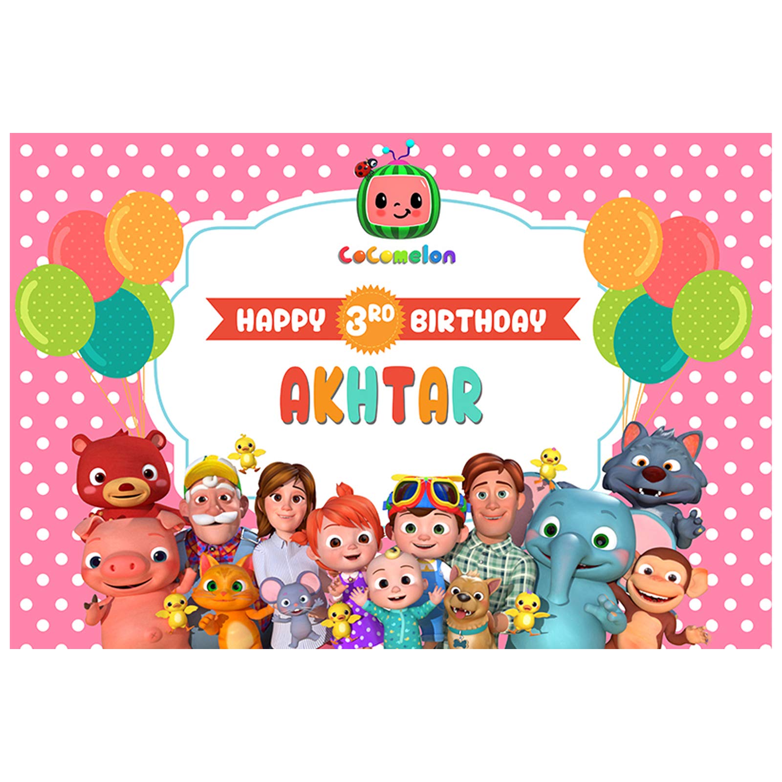 Cocomelon Backdrop For Birthday Banner Background Decor Cocomelon ...