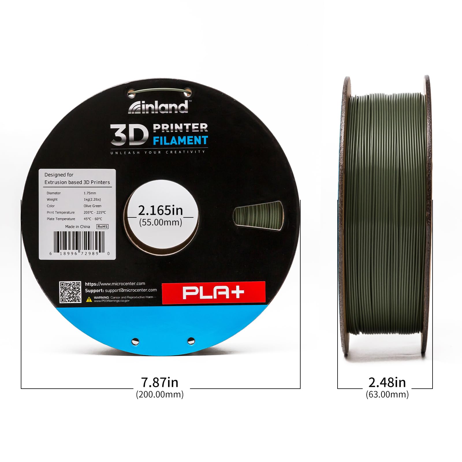 Snapklik.com : INLAND Micro Center PLA+ 3D Printing Filament 1.75mm ...