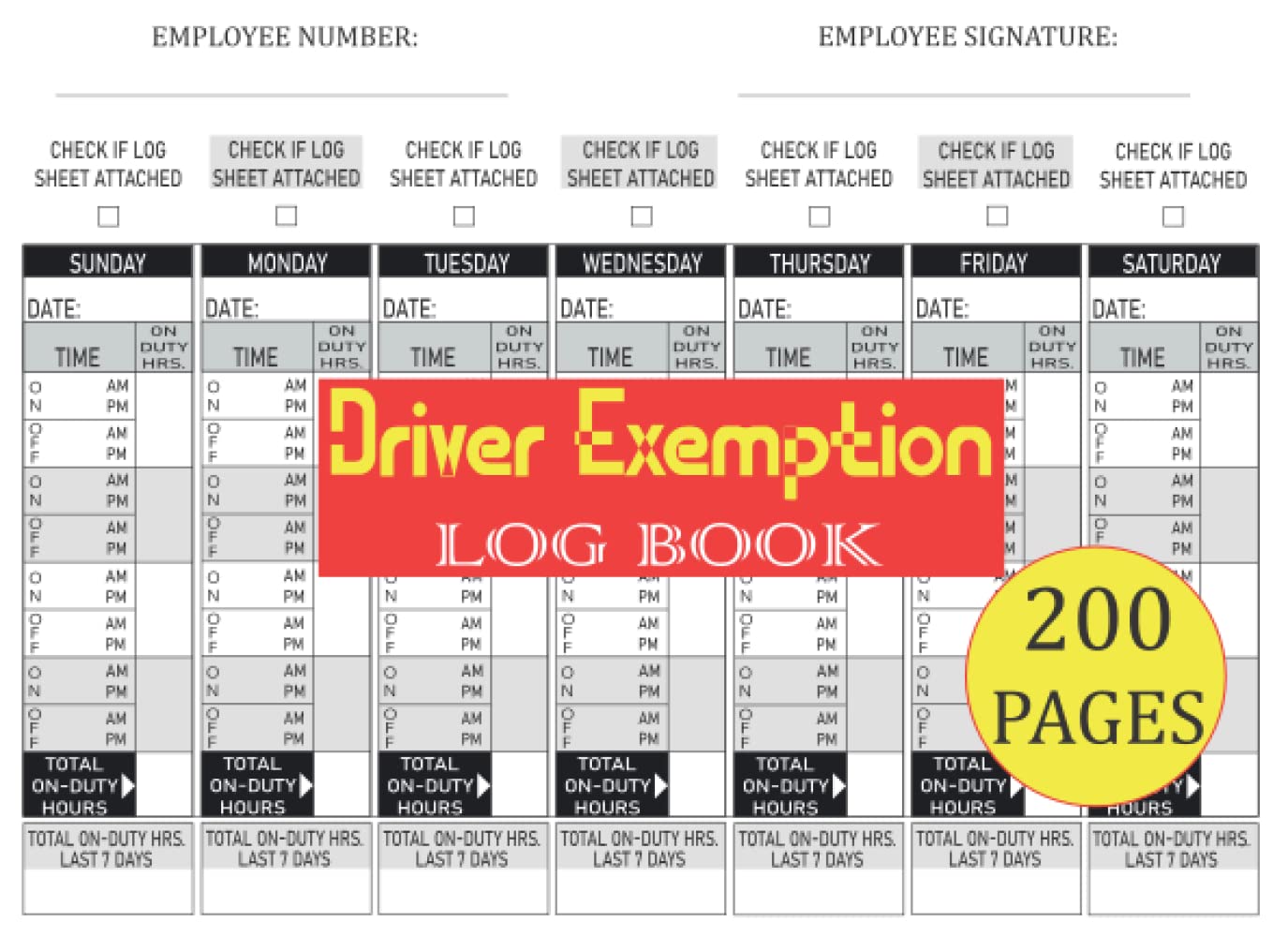 Buy Driver Exemption Log Book: Driver's Schedule and Checklist Log with ...
