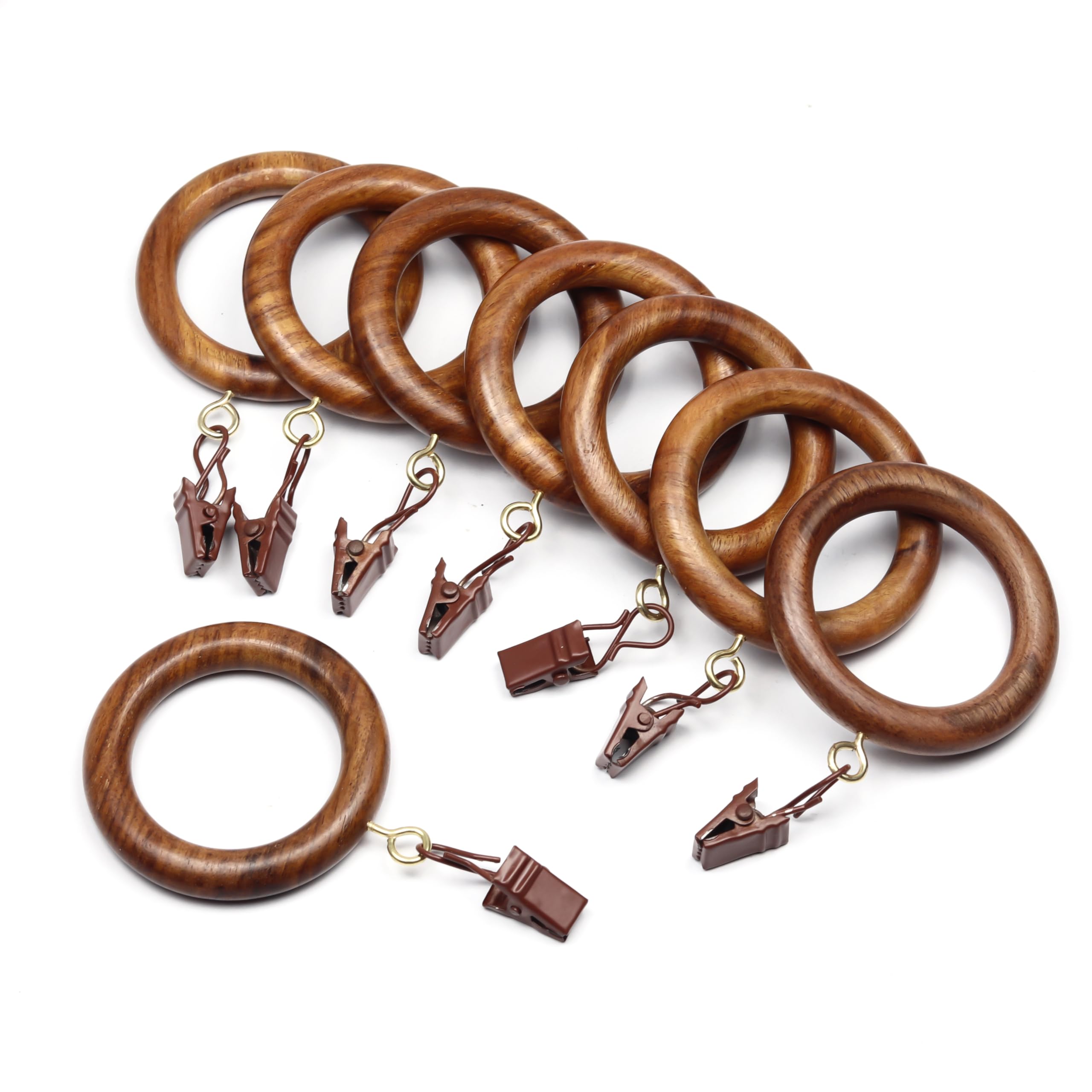 Amazon.com: Mars Exports -12 Pieces Curtain Rings with Clips Wooden for ...